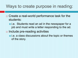 Reading with purpose - 30JuneFL513 Julie | PPTX