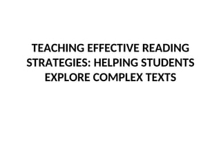 Reading Workshop to teach effective reading strategies .ppt