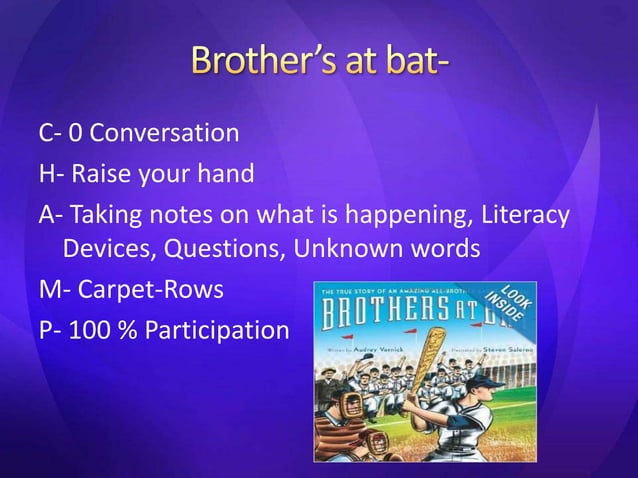 Reading workshop brother's at bat | PPTX