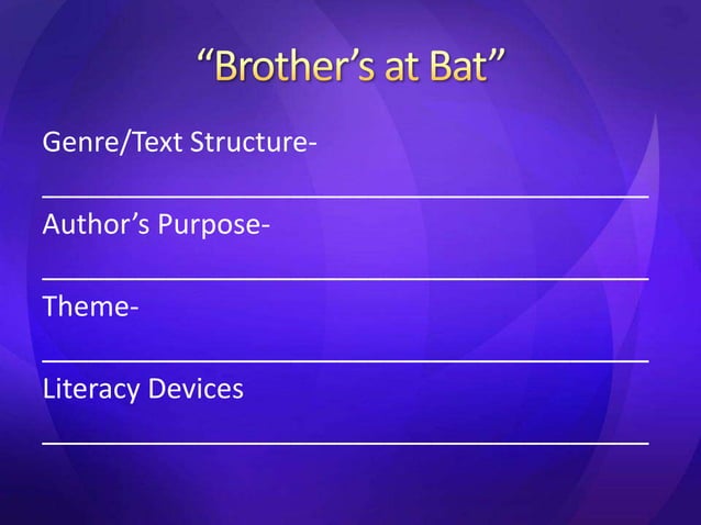 Reading workshop brother's at bat | PPTX