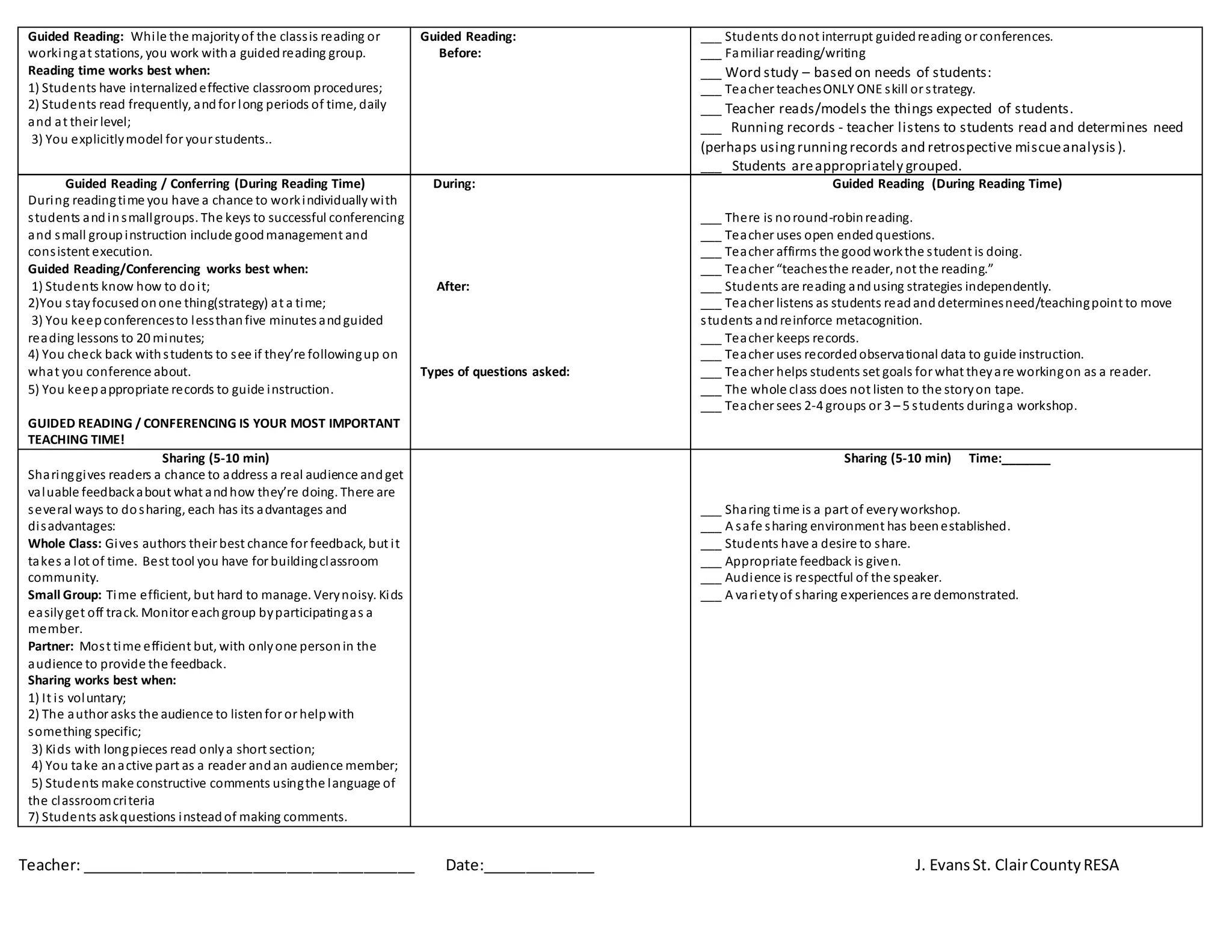 Reading workshop look fors | PPT