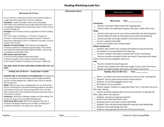 Reading workshop look fors | PPT
