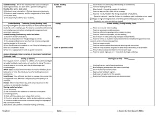 Reading workshop look fors | DOCX