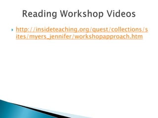 Reading workshop structure | PPTX | Homework and Study | Education