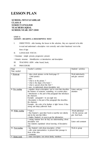 Reading & writing lesson mts | PDF