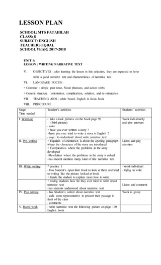 Reading & writing lesson mts | PDF