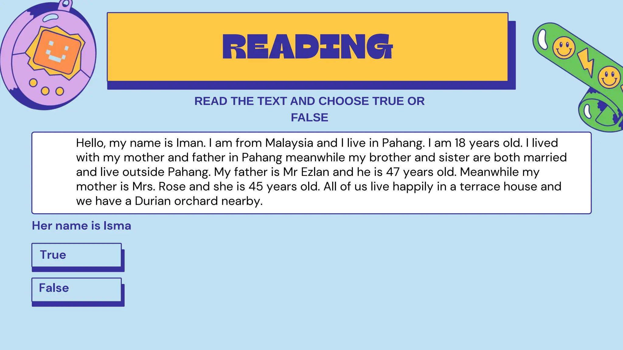 Reading & Writing Sample Activity for ESL | PPT