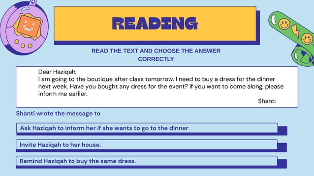 Reading & Writing Sample Activity for ESL | PPT