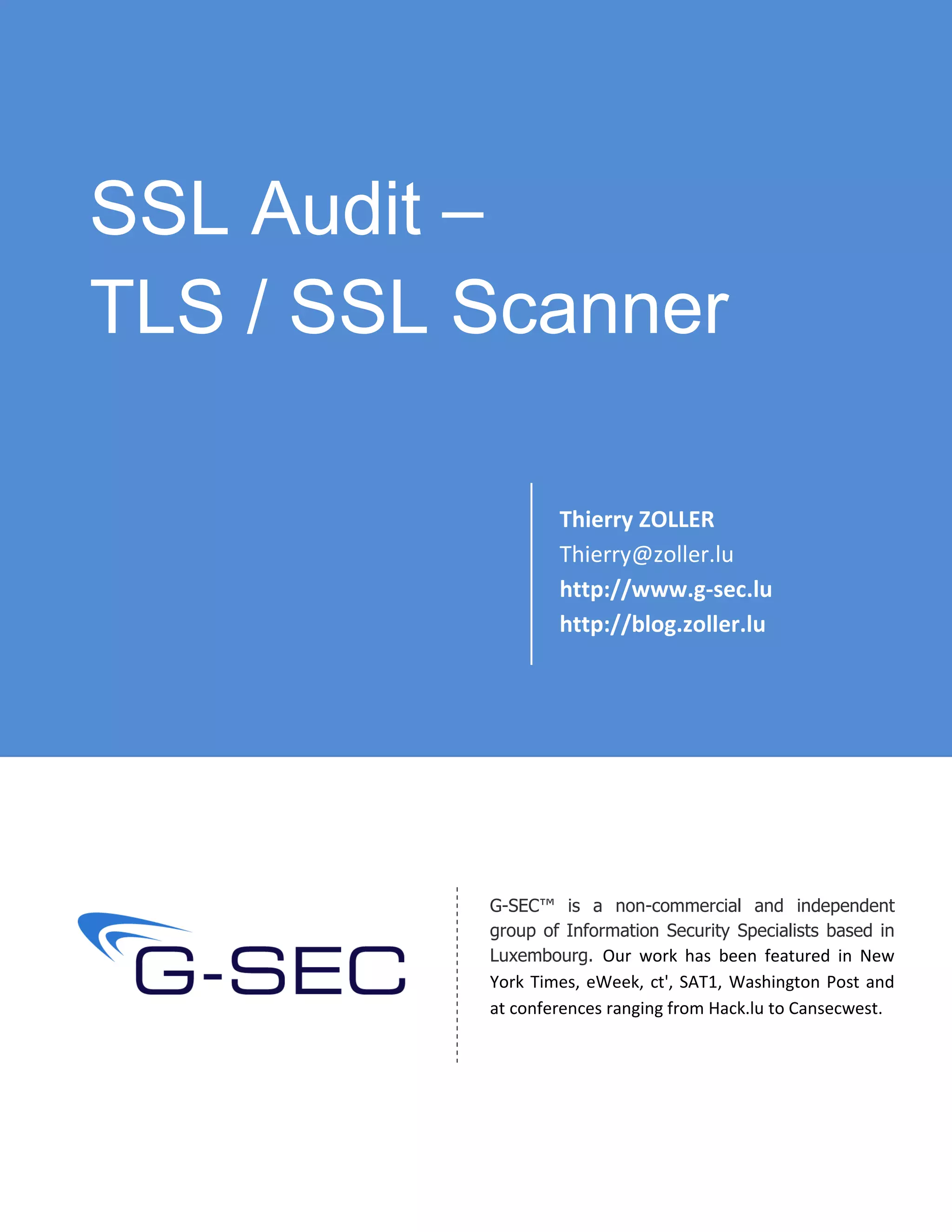SSL Audit - The SSL / TLS Scanner | PDF