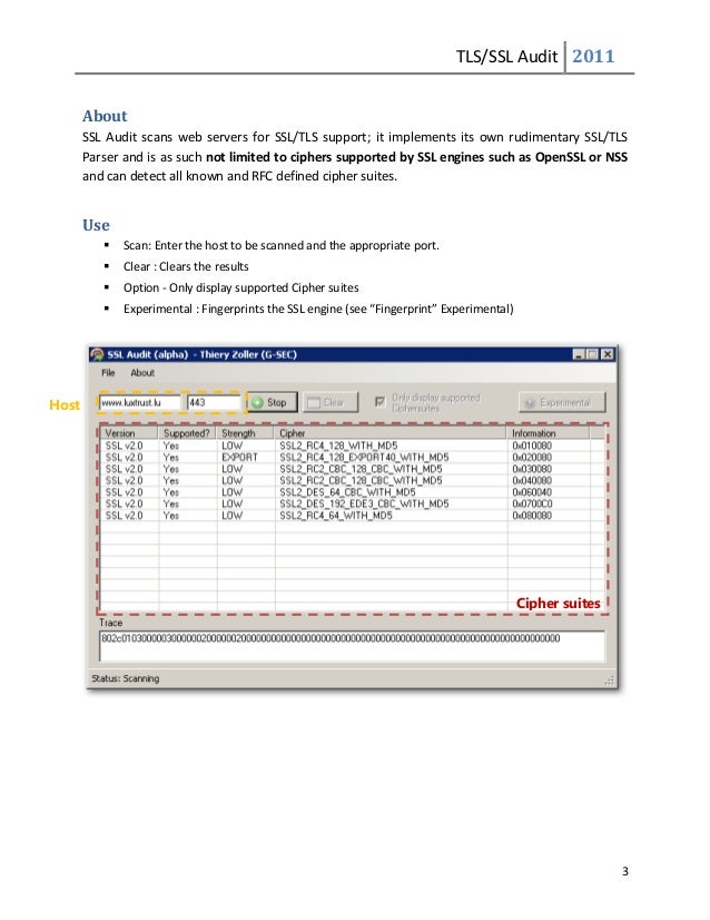 SSL Audit - The SSL / TLS Scanner