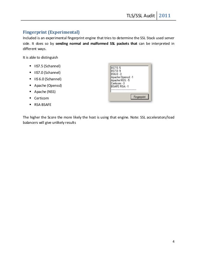 SSL Audit - The SSL / TLS Scanner