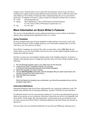 Readme cakewalk | RTF | Operating Systems | Computer Software and Applications