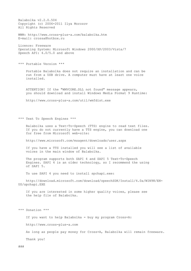 Readme | TXT | Shareware and Freeware | Computer Software and Applications