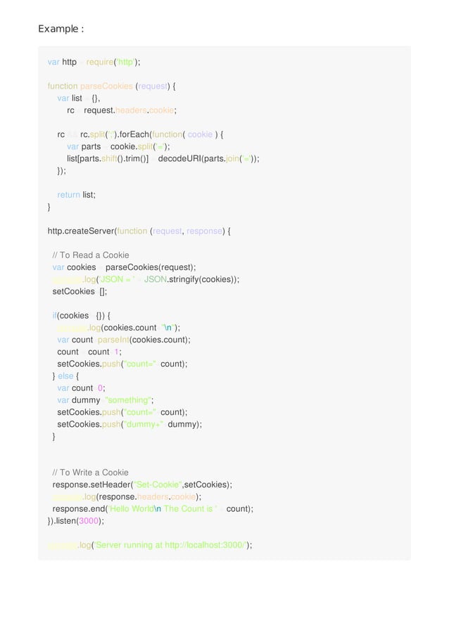 Working with Cookies in NodeJS | PDF
