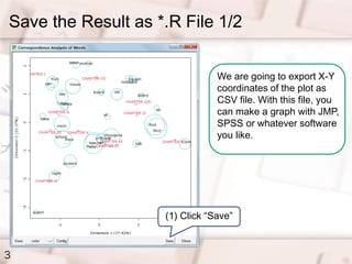 Example of Using R #1: Exporting the Result of Correspondence Analysis | PDF
