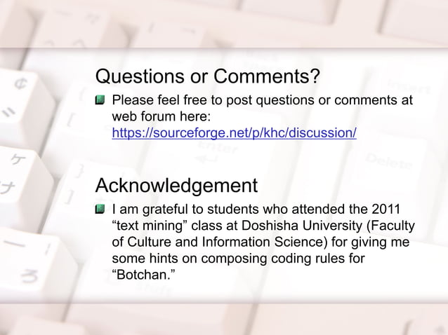 Quick Start Tutorial of KH Coder 2: Quantitative Content Analysis or Text Mining of English ...