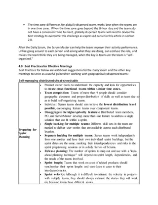 Agile/SCRUM - Effective Meetings with Geographically Dispersed Teams | PDF
