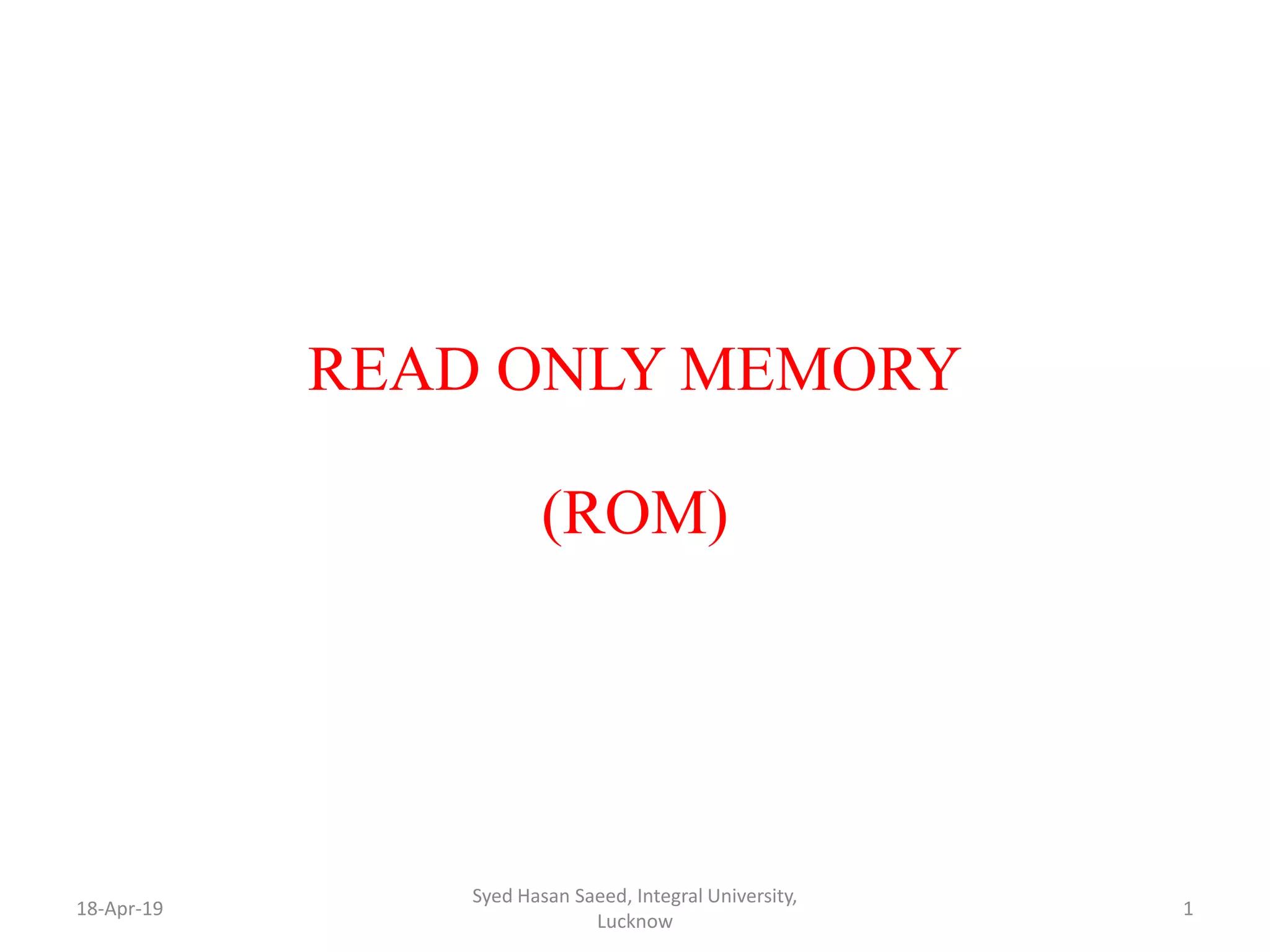 Read only memory(rom) | PDF | Operating Systems | Computer Software and Applications