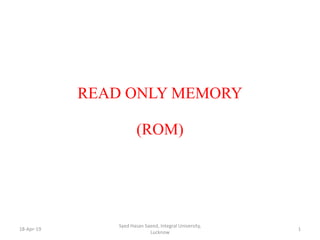 Read only memory(rom) | PDF | Operating Systems | Computer Software and ...