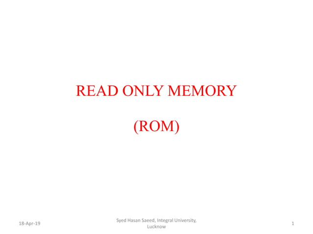 Read only memory(rom) | PPT