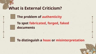 HISTORICAL CRITICISM ON READING THE PHILIPPINES HISTORY | PPT