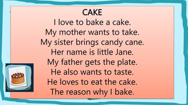 Read phrases, sentences and poem..pptx | Desserts and Baking | Food & Drink