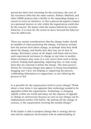 Read the article Overcome the Five Main Reasons People Resist Chang.docx