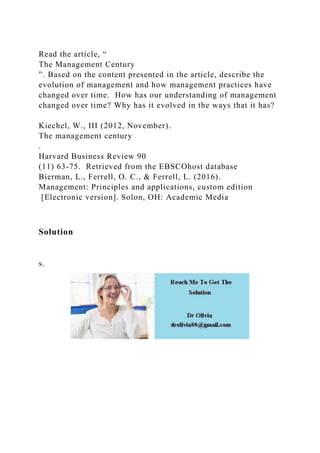 Read the article, The Management Century”. Based on the content.docx