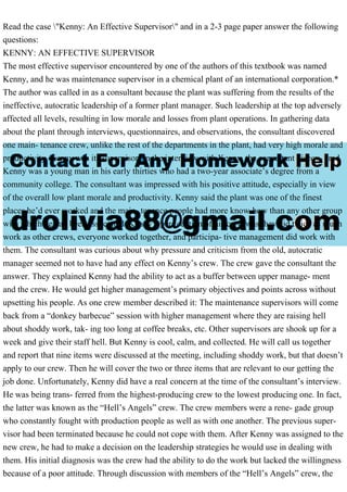 Read the case Kenny An Effective Supervisor and in a 2-3 page p.pdf ...