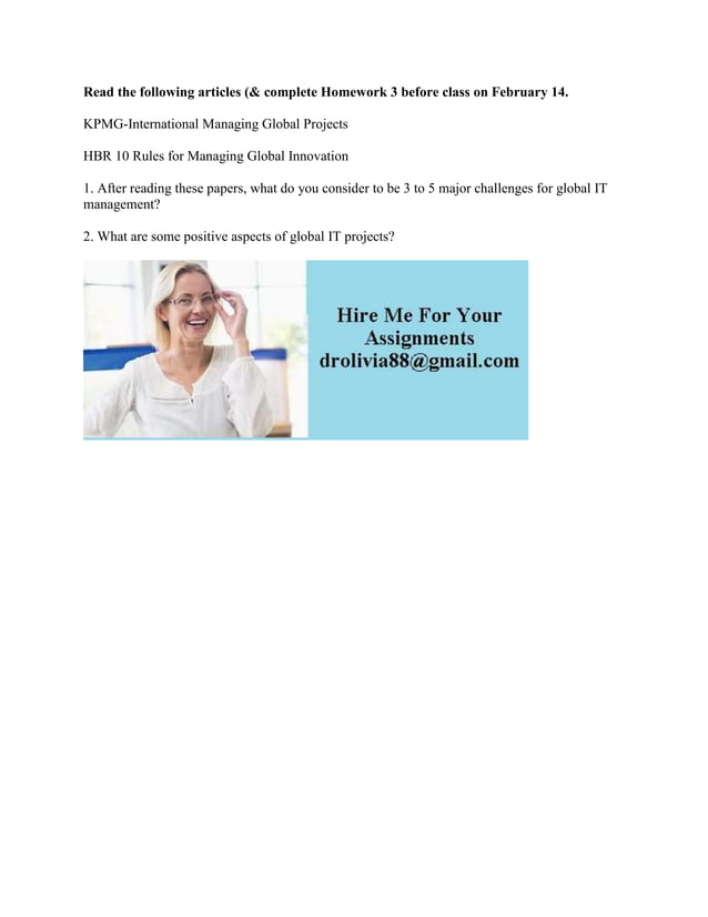 Read the following articles (& complete Homework 3 before class on Fe.docx