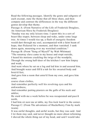 Read the following passages. Identify the genre and subgenre of each.docx