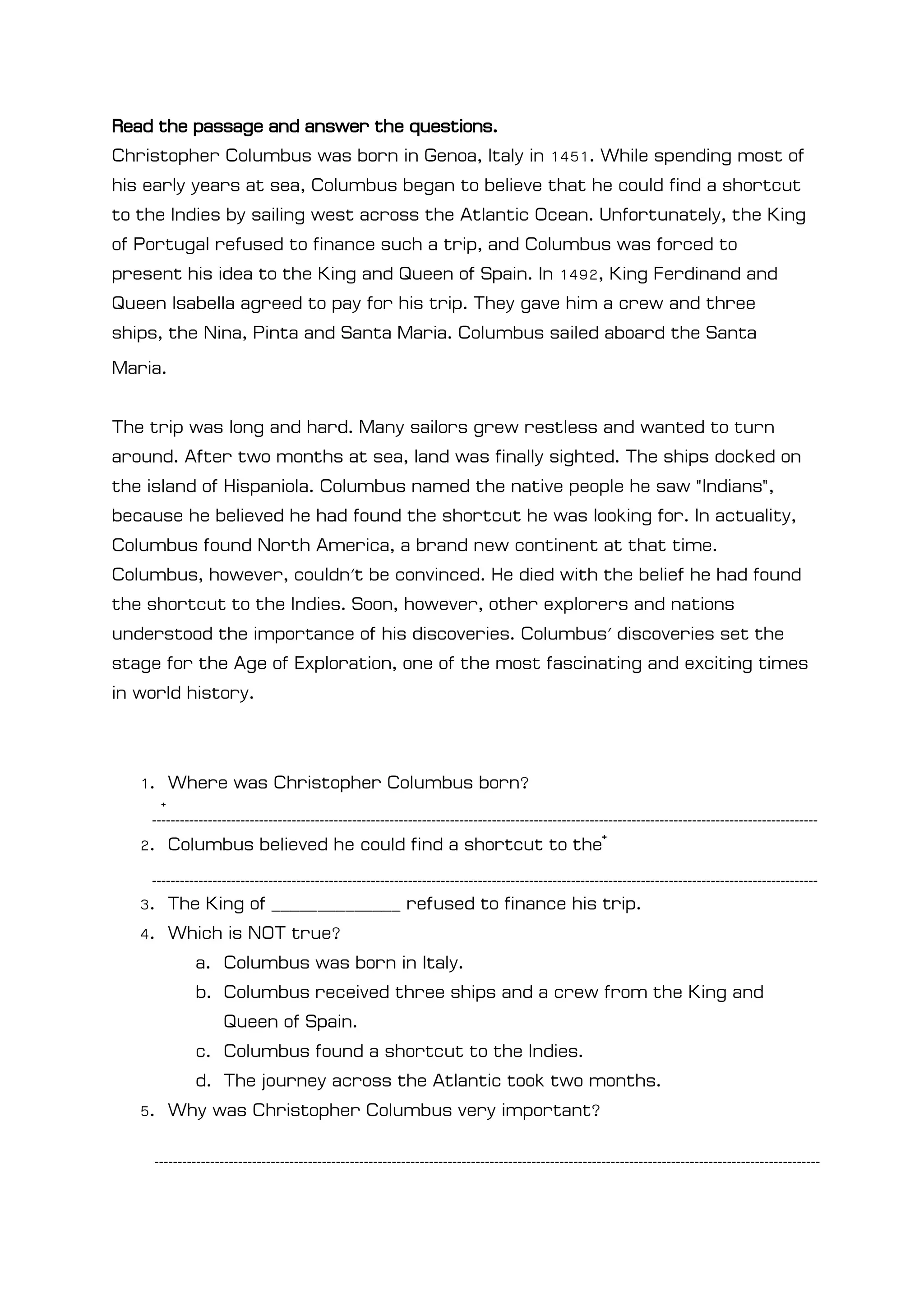 Read the passage and answer the questions ม.3 | PDF