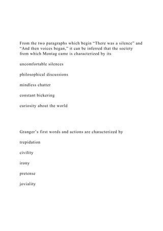 Read the passage from Burning Bright” of Fahrenheit 451 which begin.docx