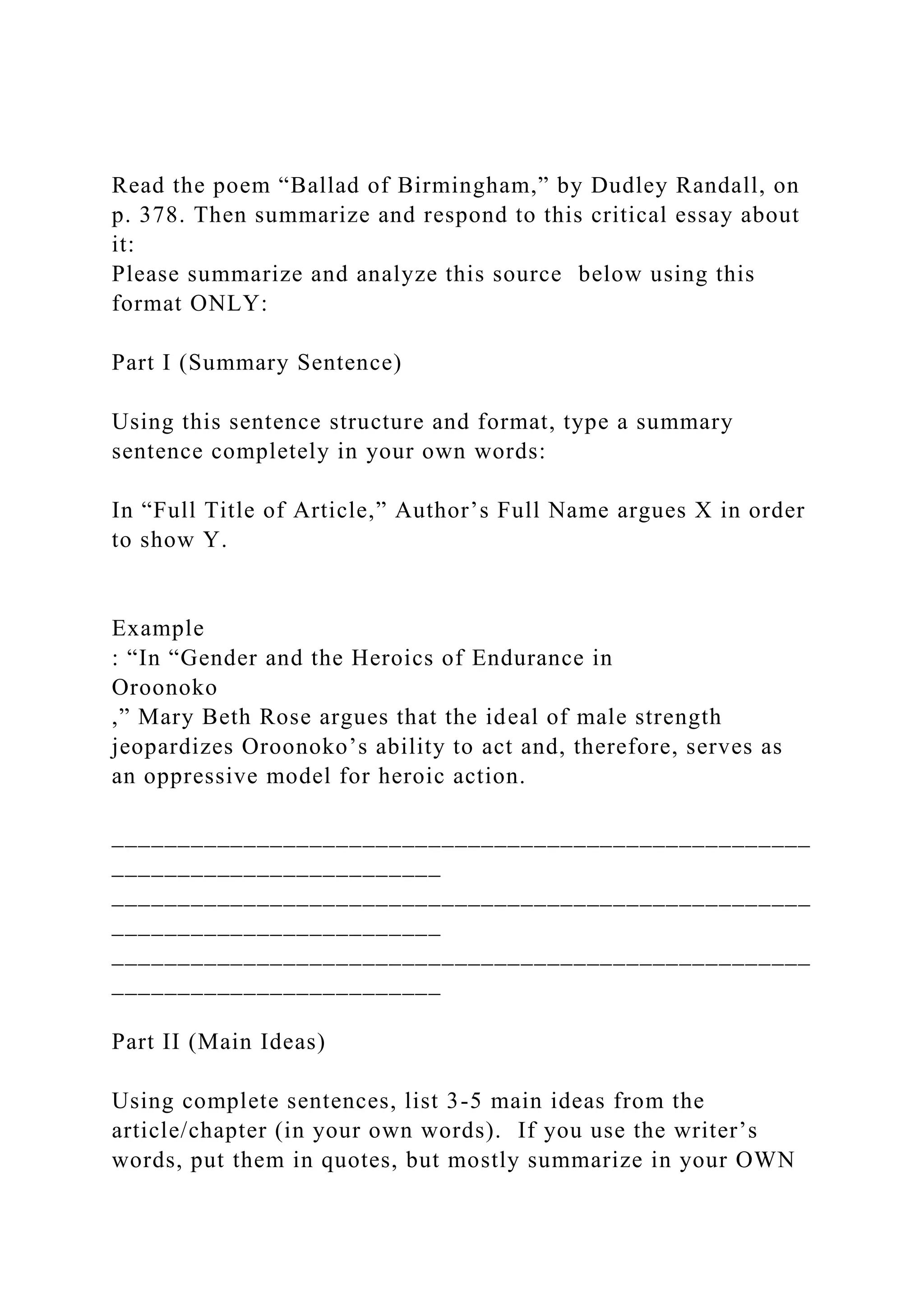 Read the poem Ballad of Birmingham,” by Dudley Randall, on p. 378.docx