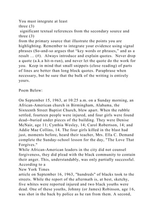 Read the poem Ballad of Birmingham,” by Dudley Randall, on p. 378.docx ...