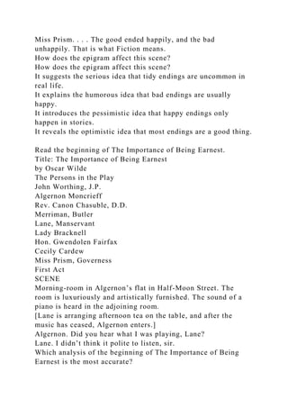 Read the statement from a paper on The Importance of Being Earnest.docx