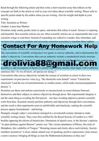 Read through the following article and then write a short reaction e.pdf