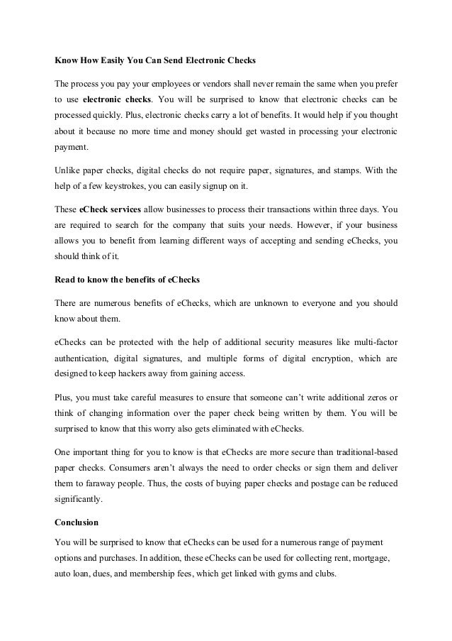 Read to Know How You Can Send an eCheck in 3 Steps | PDF