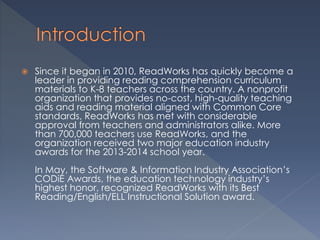 ReadWorks Continues Winning Awards, Helping Teachers | PPT