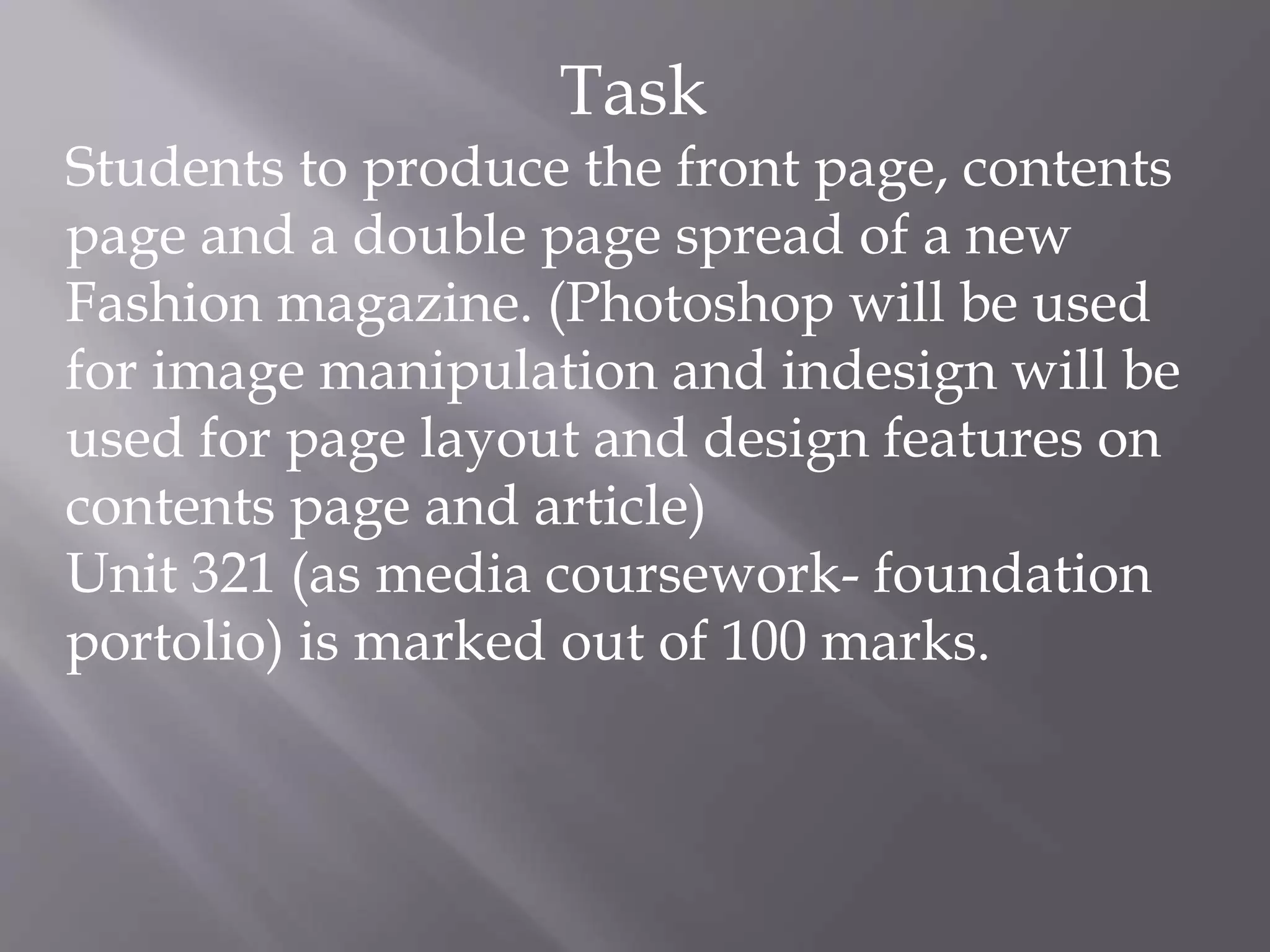 Fashion magazine research - media studies | PPTX