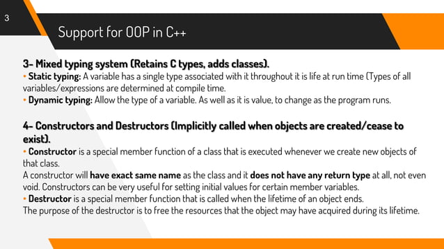 Support for Object-Oriented Programming (OOP) in C++ | PPSX