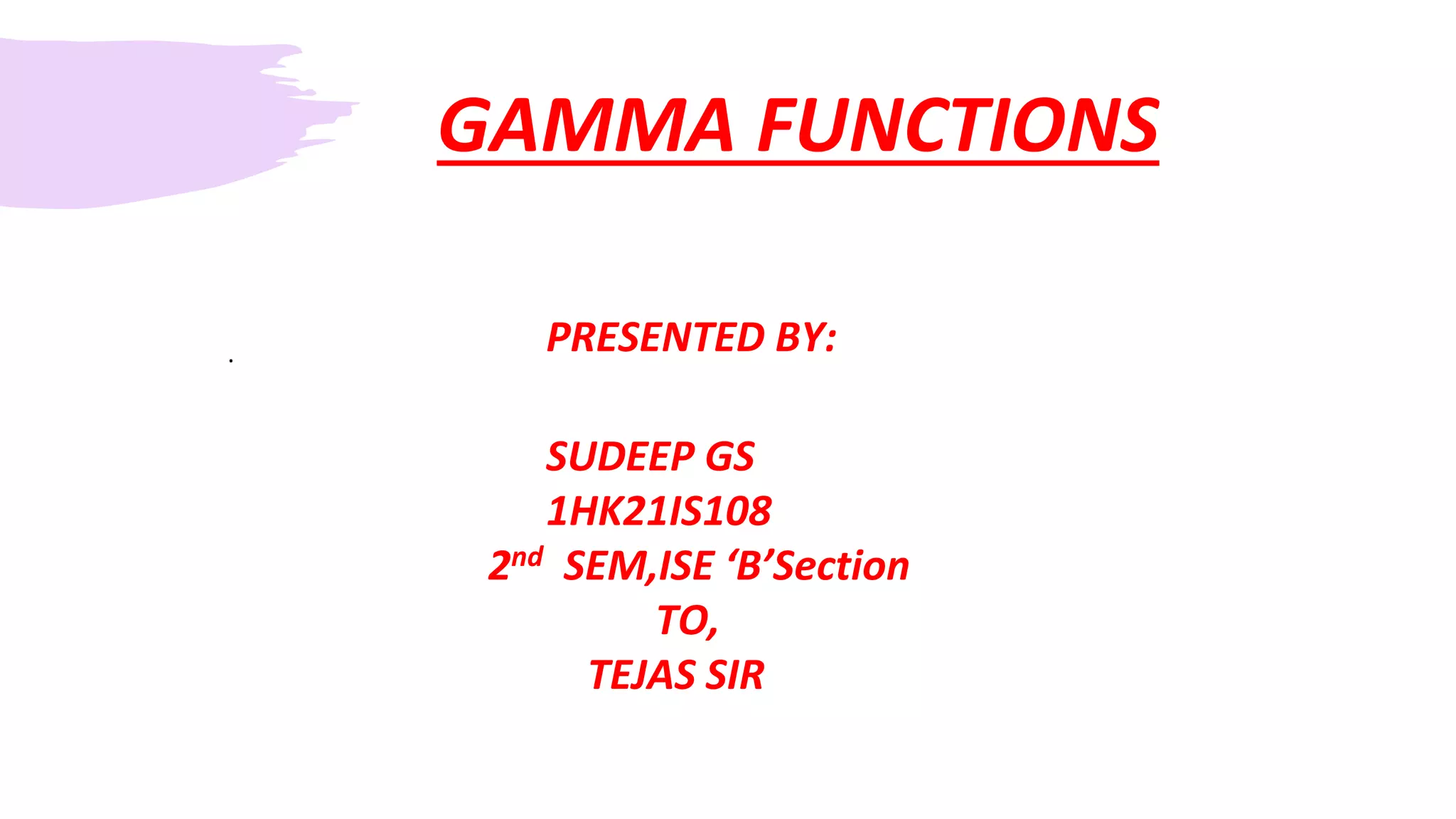 Gamma Function Ppt