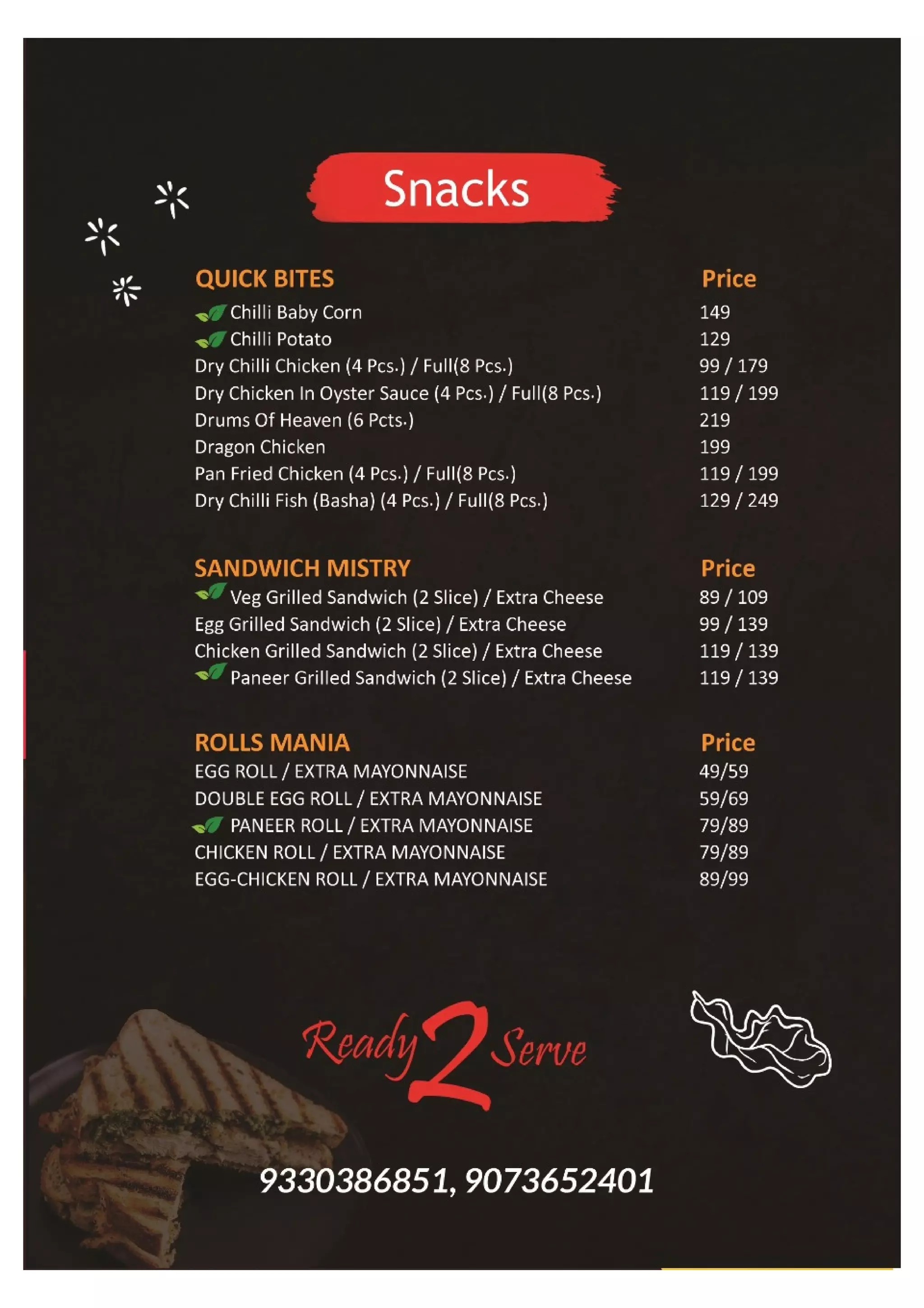 Ready2 serve menu card | PDF