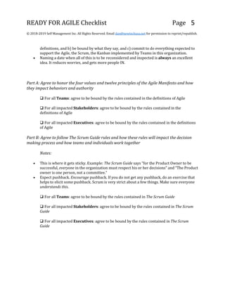 Ready For Agile Checklist - Inviting Leadership by Daniel Mezick | PDF