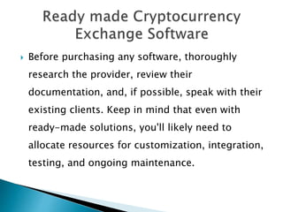 Expert Cryptocurrency Exchange Development | PPT