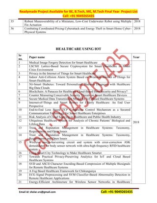 Readymade project available for be b tech me mtech final year project ...