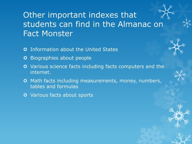 Ready Reference and Almanac- Fact Monster | PPT