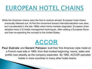 HISTORY OF INTERNATIONAL HOTELS | PPT