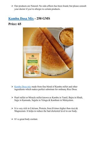 Ready to cook millet dosa mix | PDF