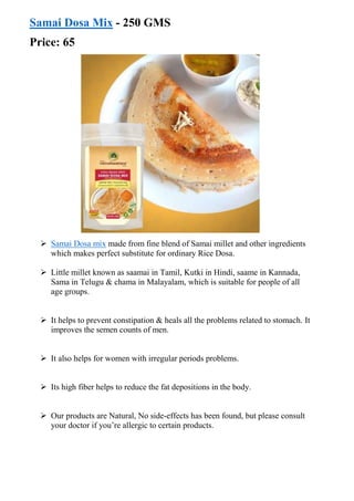 Ready to cook millet dosa mix | PDF